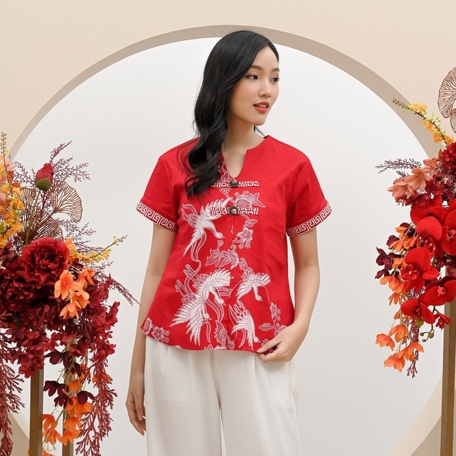 208 UT Red batik top / Jumbo women's batik / Eid clothes / Chinese New ...