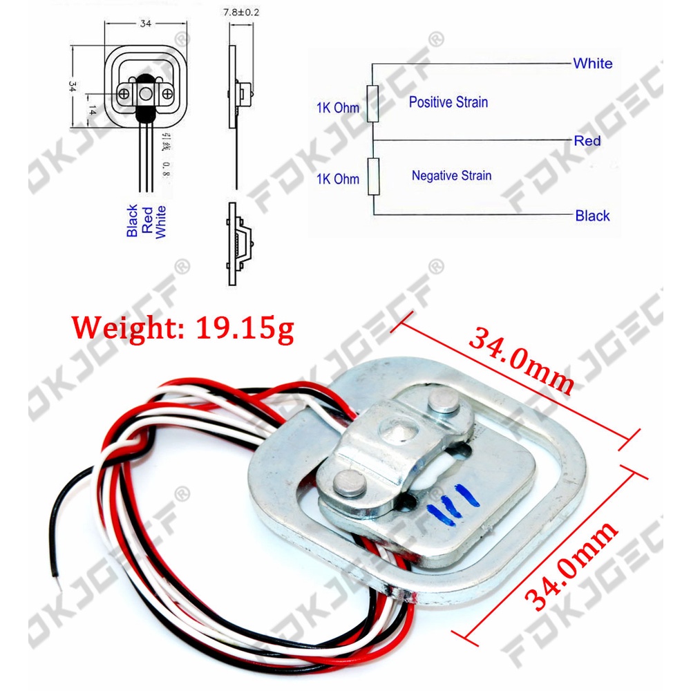 50kg Human Scale Load Cell Weight Sensors HX711 AD Module Body Load ...