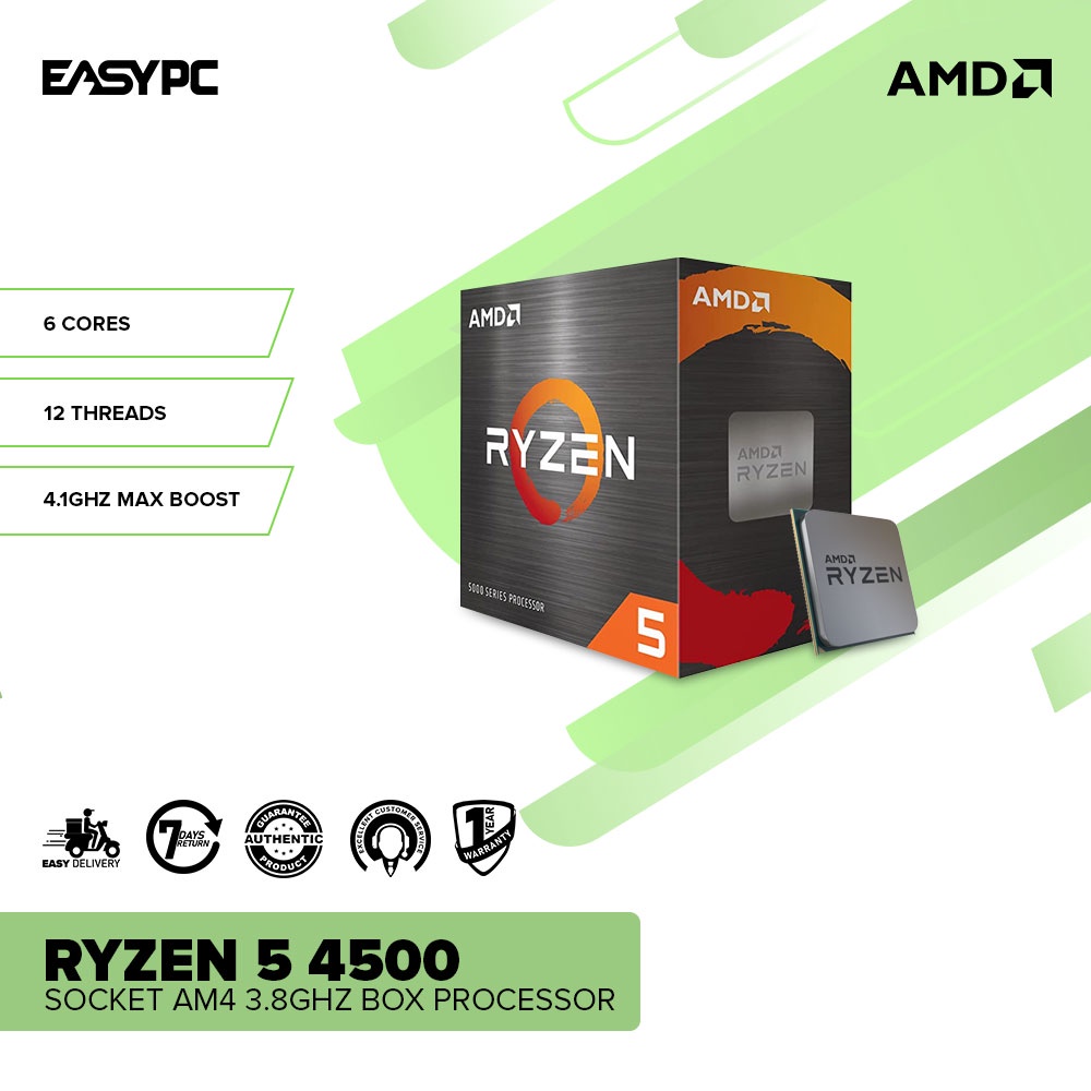 EasyPC | AMD Ryzen 5 4500 Socket Am4 3.6GHz Desktop Processor | 6 CPU Cores | 12 threads ...