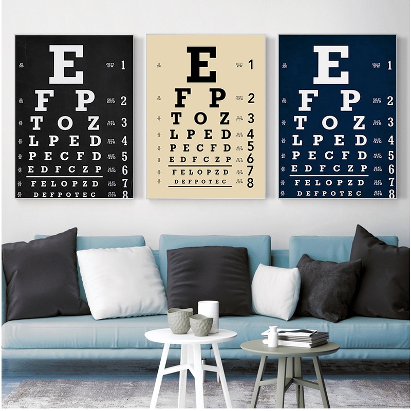 Snellen Eye Chart Canvas Painting Wall Pictures Eye Doctor Vintage ...