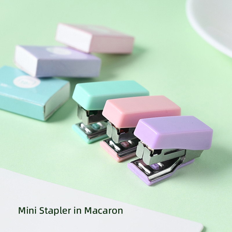 (Free staples) Macaron Metal Mini Stapler Book Sewing Stapler Desktop ...