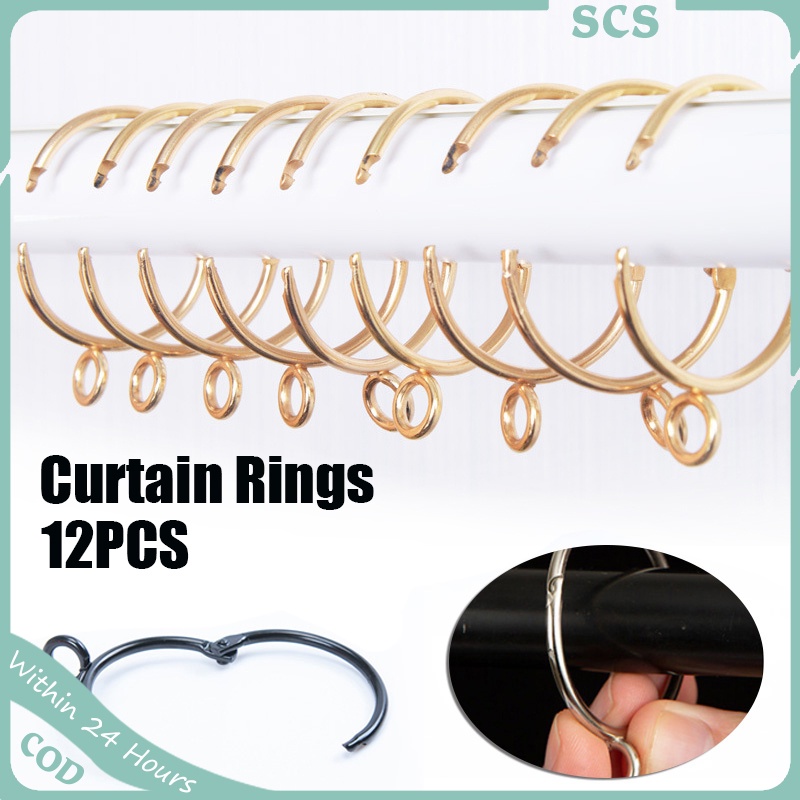 12PCS Curtain Rings 38mm Metal Curtain Rings with Eyelet for Window Bathroom Home and Kitchen ...