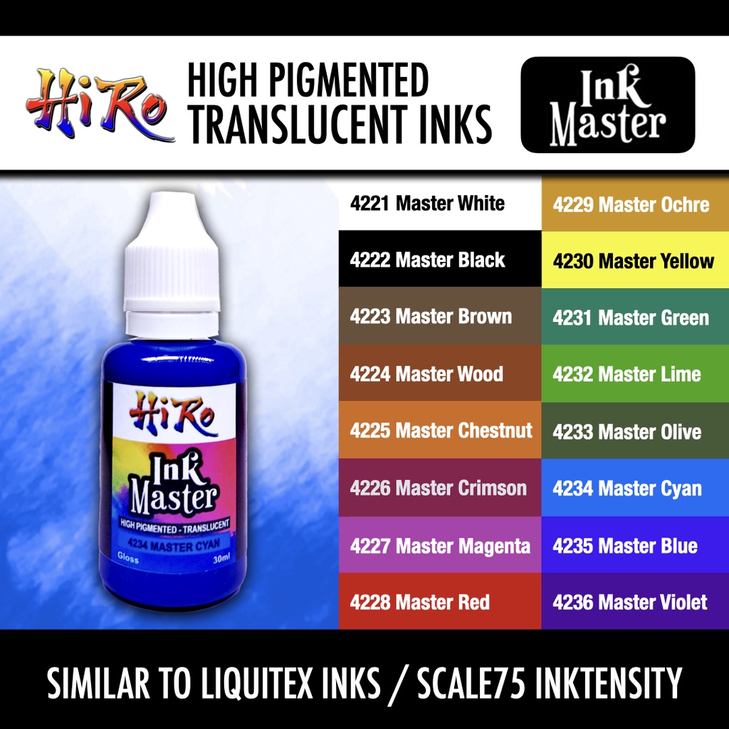 Hiro Ink Master | Clear CoIor Inks (30ml) High Pigmented Saturated ...