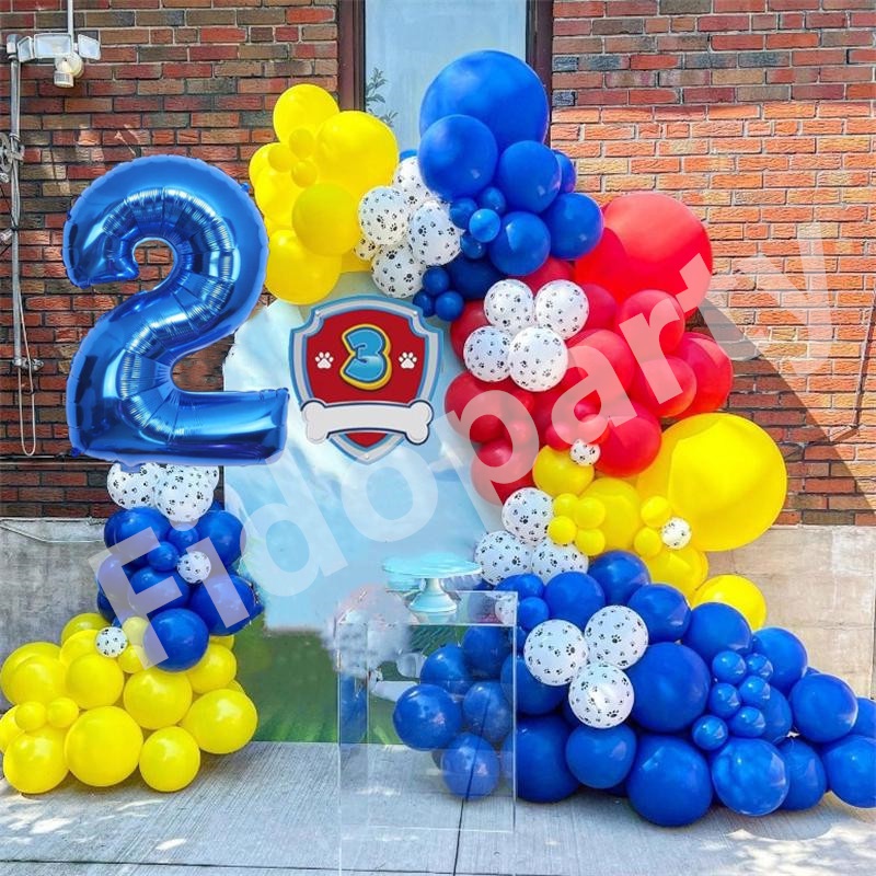 63pcs Paw Patrol Balloons Party Decorations 32 inch Blue Number Balloon For Baby Shower Party ...