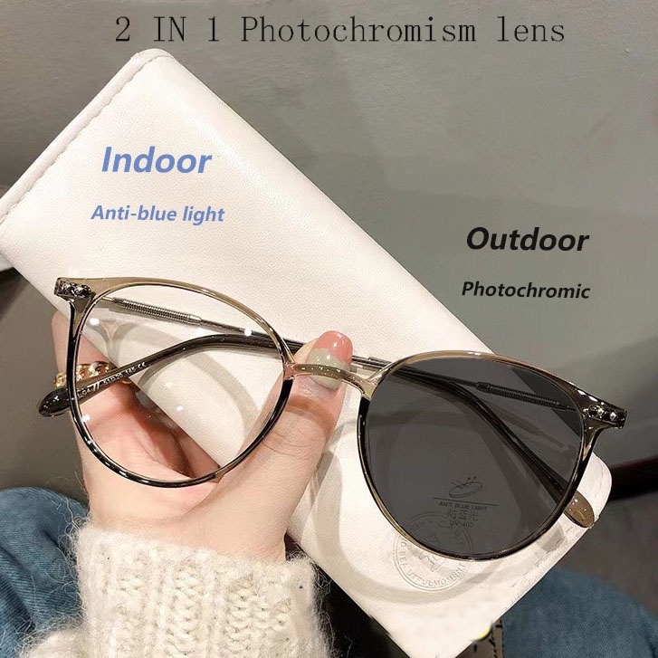 New Photochromic Anti Radiation Eyeglasses for Women Transition Metal ...