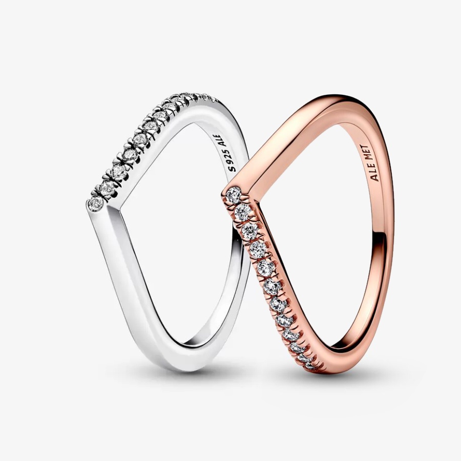 PAN Timeless Wish Half Sparkling Ring 192394C01 rose gold 925 silver ...