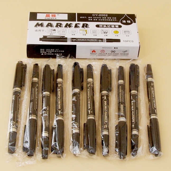 1/5/10pcs 0.6mm/1.2mm Double Head Oily Black Ink Marker School Office ...