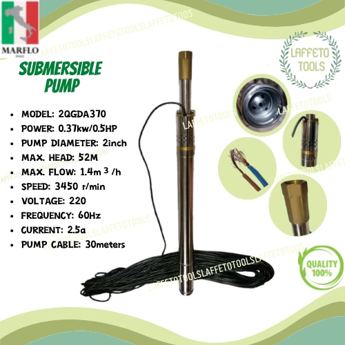 Marflo 0.5HP Submersible Pump Screw Pump 2 Inches 52meters 2QGDA370 ...