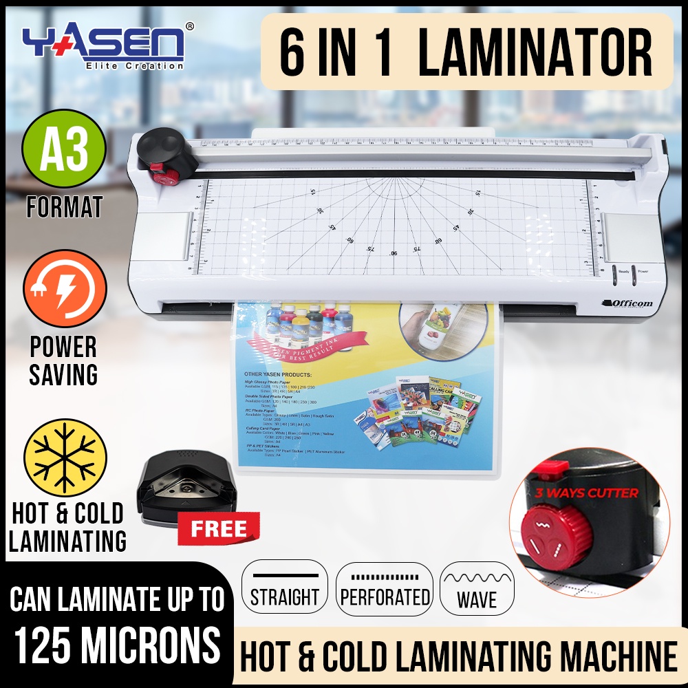 Officom 6 In 1 Laminator Hot And Cold Laminating Machine A3 A4 With