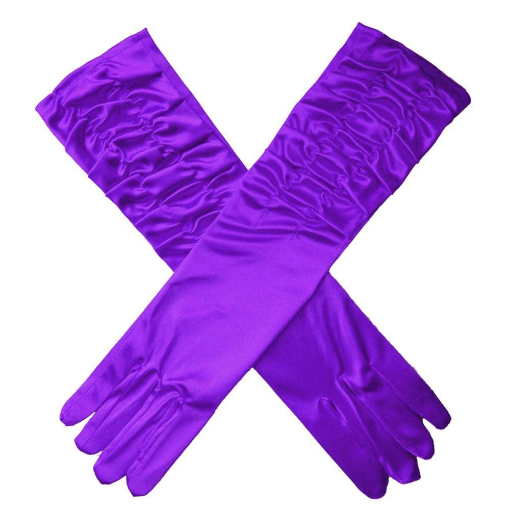 SUBEI1I Evening Party Gloves Satin Dance Mittens Stage Glove Solid ...