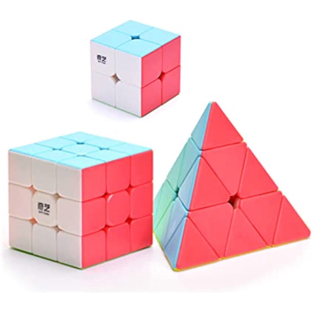 Qiyi Cube Set Speed 2x2 3x3 Pyraminx Stickerless Of 2x2x2 3x3x3 Pyramid ...
