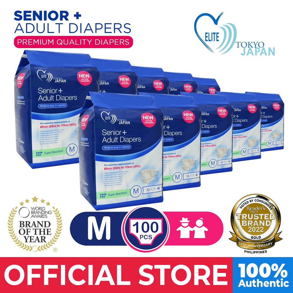 Indoplas Elite Senior+ Premium Quality Adult Diapers - Medium (Sold in 10 packs) | Shopee ...