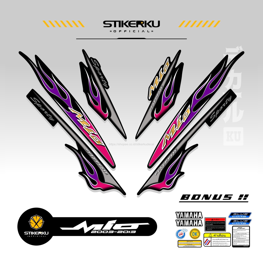 HITAM Mio SPORTY API STRIPING / TRIBAL FIRE 4 / BLACK BASE / MIO LAMA ...