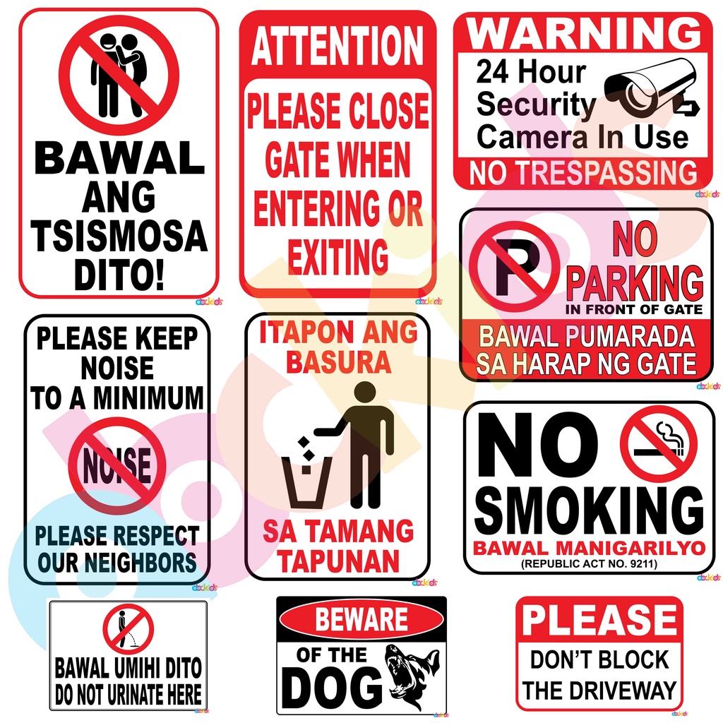 Warning Signages and Materials - Laminated in A4 Size Bond Paper ...