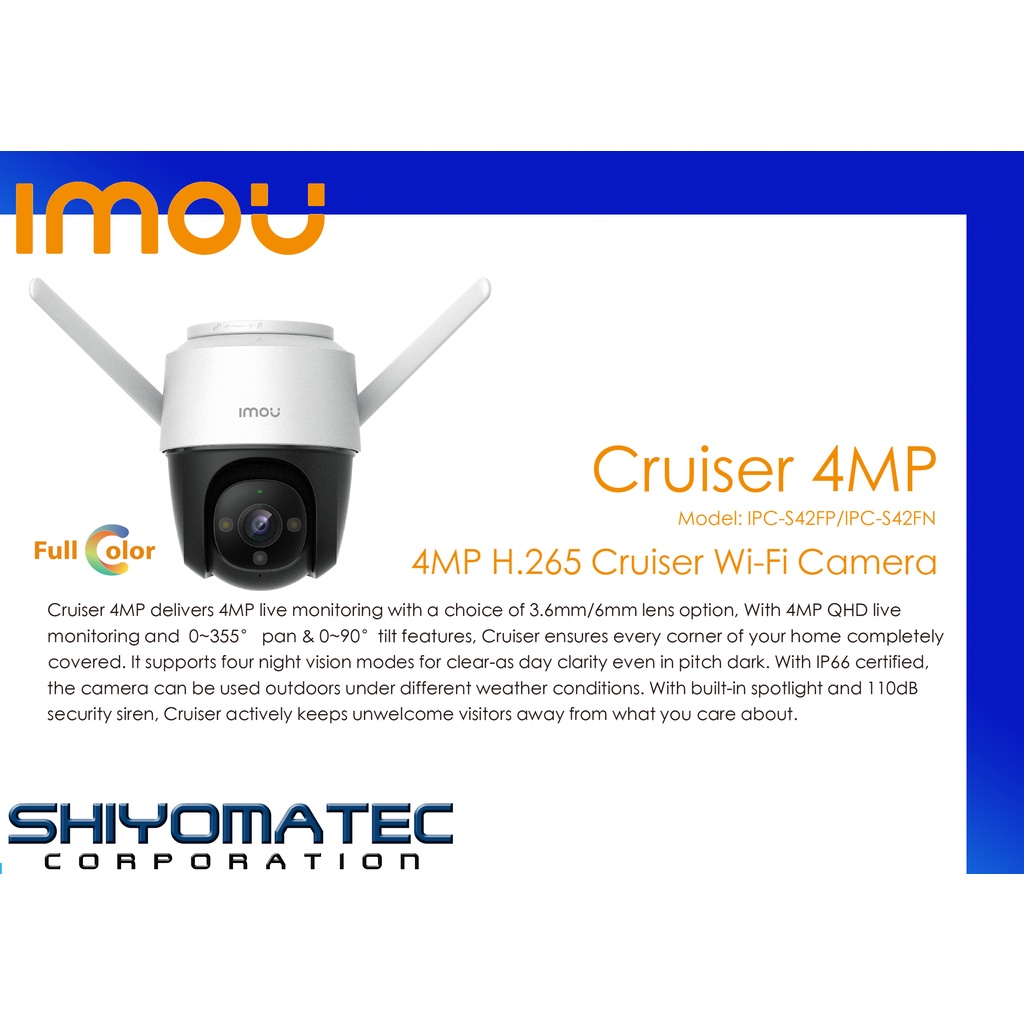 IMOU Cruiser 4MP Wifi/Lan stand alone camera | Shopee Philippines