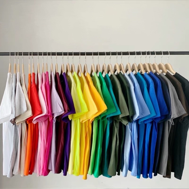 Color Plain T shirt For Women Round neck Oversize Tops Unisex Tees ...