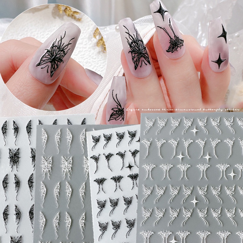 Nail Sliders Sticker Butterfly Decal 5D Embossed Foils DIY Art ...