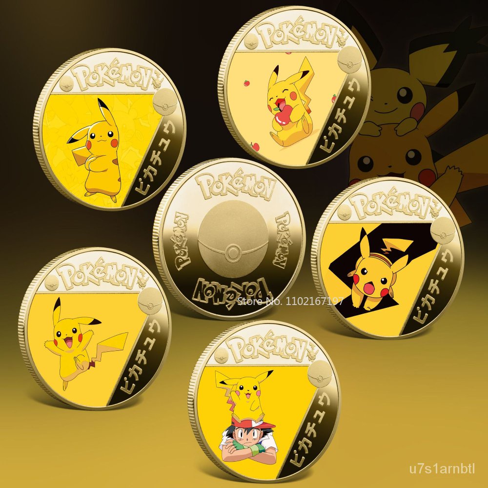 5Pcs/Set Anime Metal Silver Coins Pikachu Pokemon Game Collection ...