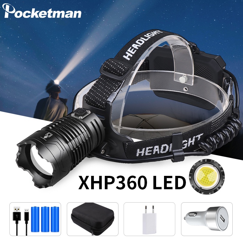 3000000LM XHP360 Powerful Led Headlamp Usb Rechargeable 150W Head lamp ...
