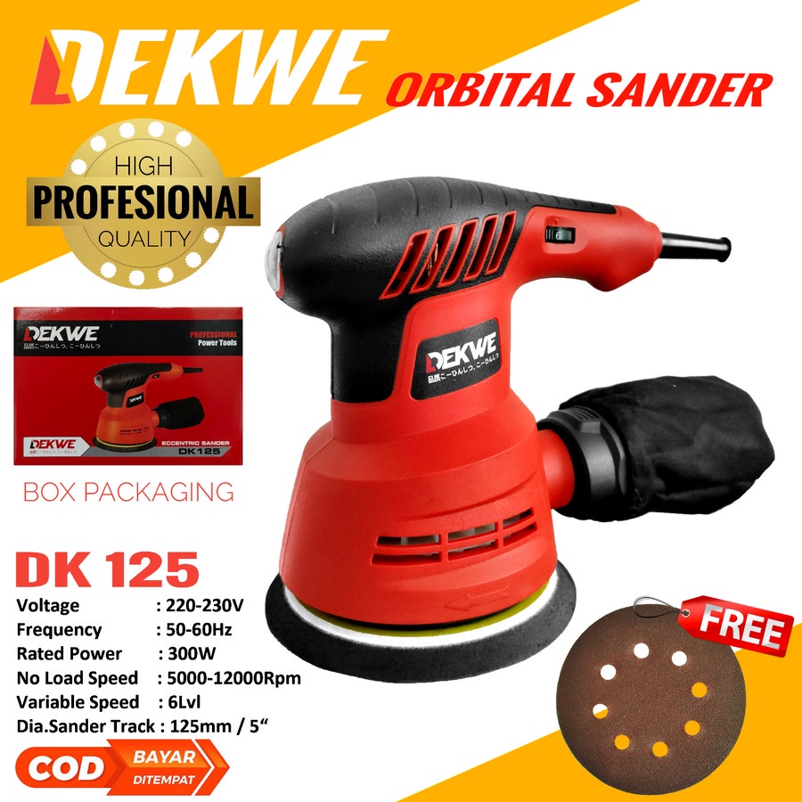 MESIN KAYU 5 Inch Round Orbital Sander Sanding Machine Dekwe DK125 Wall ...