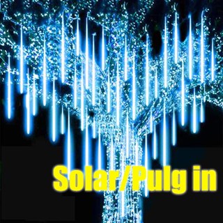 Solar/Plug in Meteor Shower Rain Light 3.5M Led 8 Tube LED Falling ...
