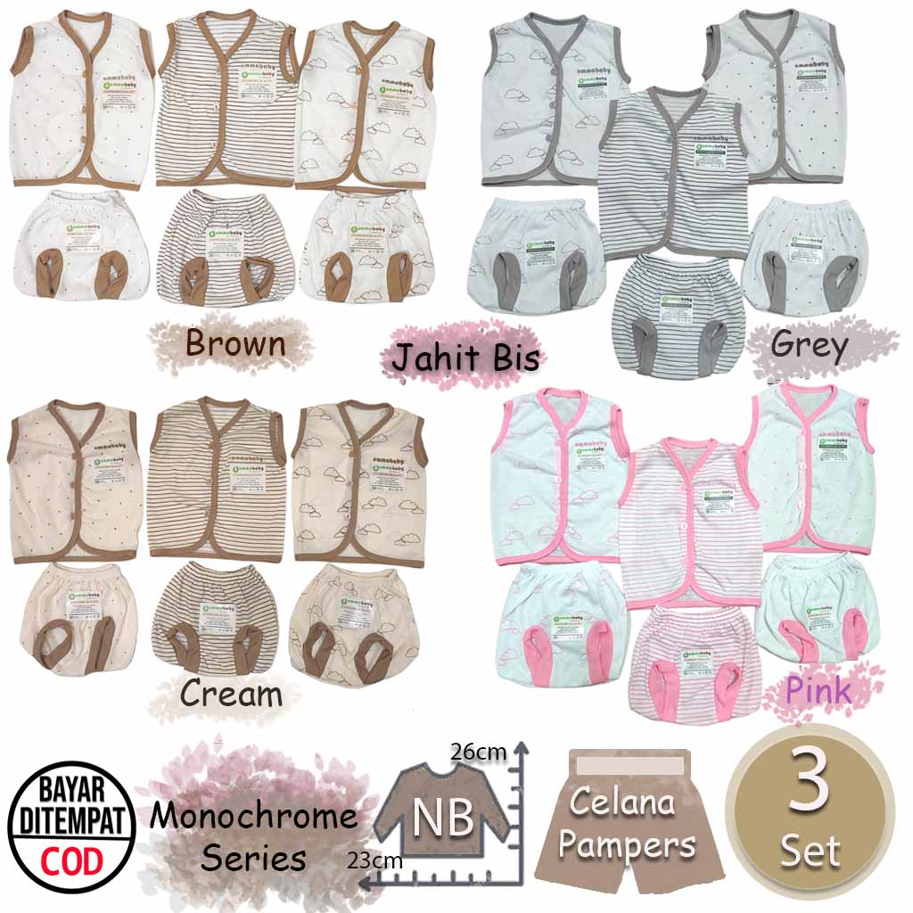 6 Pcs / 3 Sets Baby Clothes Short Pants Set Newborn Gift Set Grey Brown ...