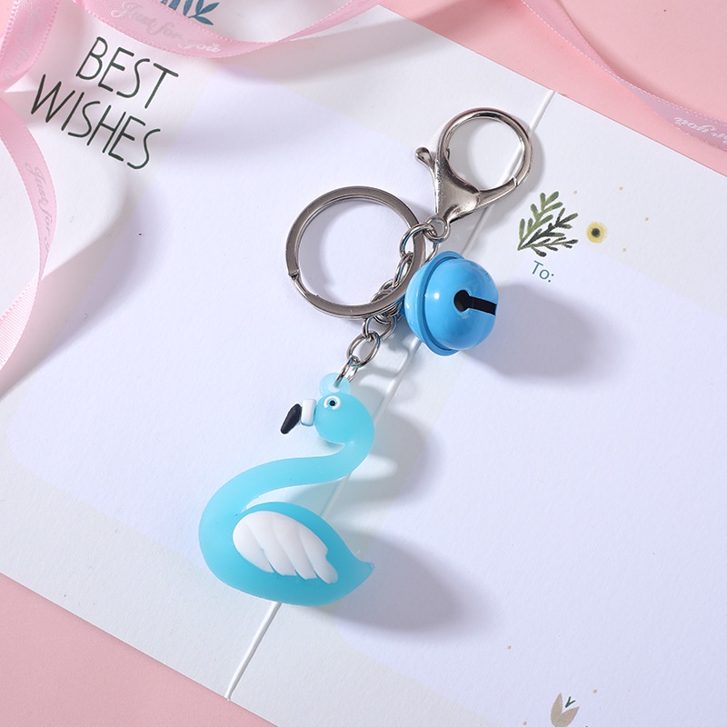 Cartoon Three-Dimensional Soft Rubber PVC Swan Keychain Creative Bell ...