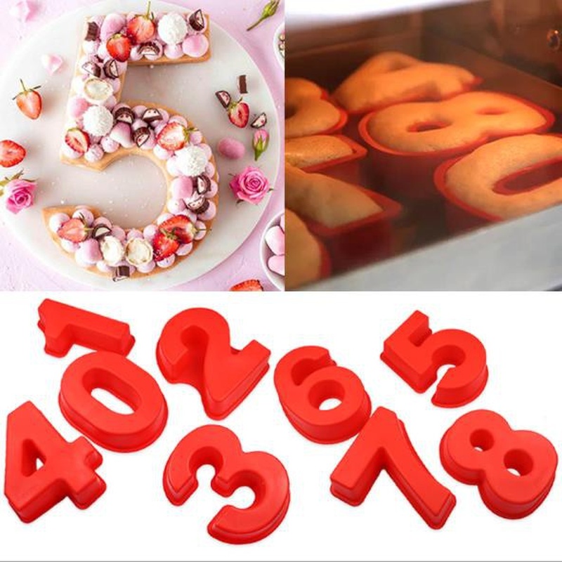 10inch Large Silicone Mould 0-9 Number Birthday Cake Mold Baking Pan ...