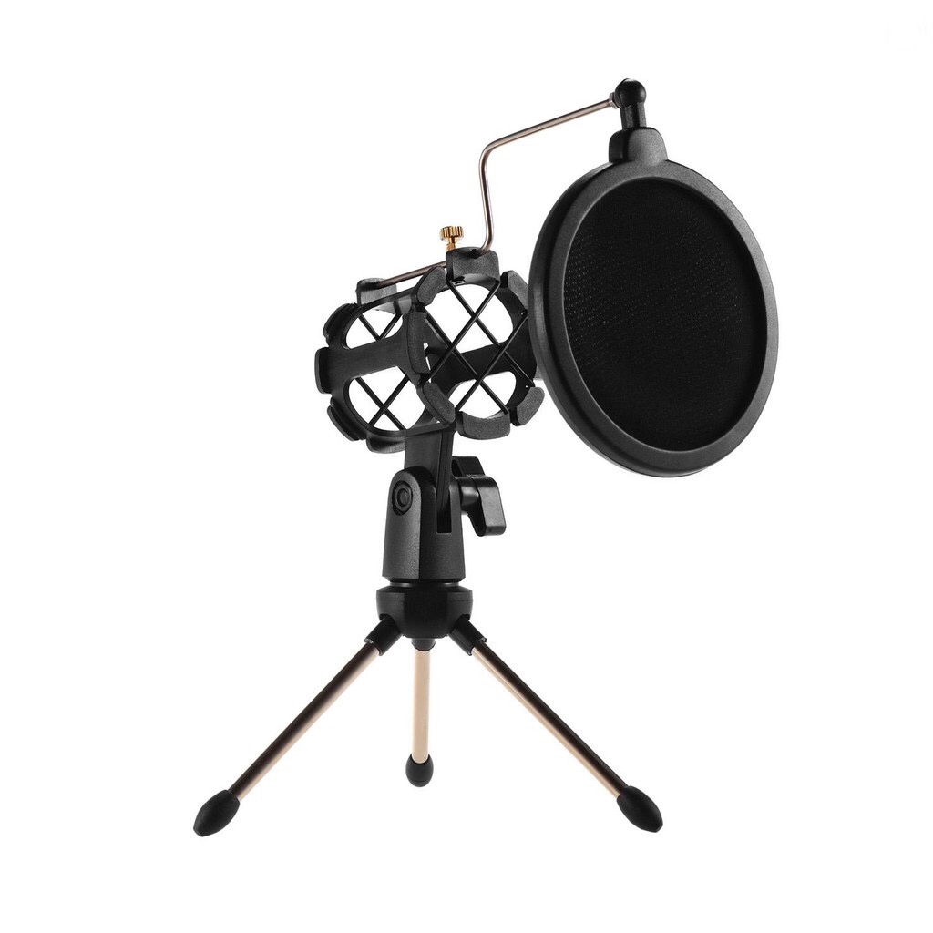 Meet Mini Desktop Microphone Stand W/Shock Mount Mic Holder Pop Filter ...