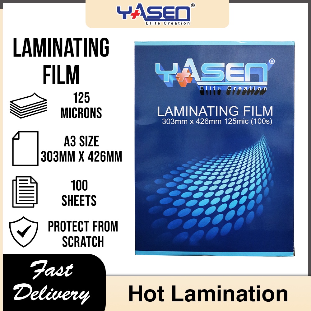 Yasen Laminating Film A3 (303mm x 426mm) 125 Microns | Shopee Philippines