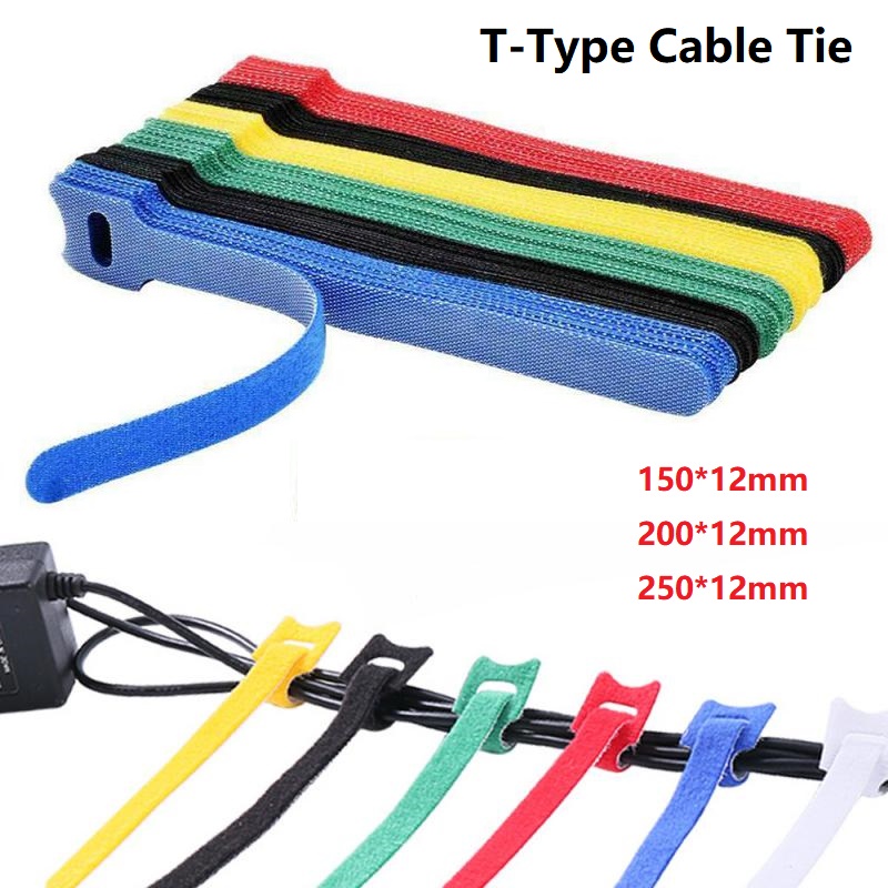 10/50pcs T-Type Cable Tie Wire Reusable Cord Organizer Wire 150*12mm ...