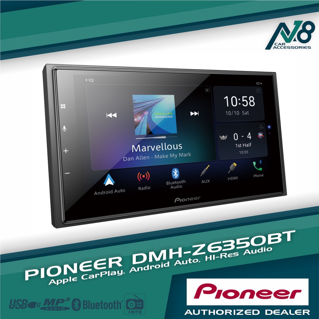 Pioneer DMH-Z6350BT Wireless Multimedia player with Apple CarPlay, Android Auto & Alexa Built-in ...