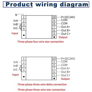 3ph AC Voltage Transmittert 500V Voltage Sensor Detector Analog Output ...