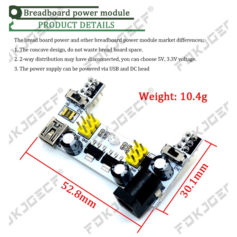 MB102 Breadboard Power Supply Module /MB102 white Breadboard Dedicated ...