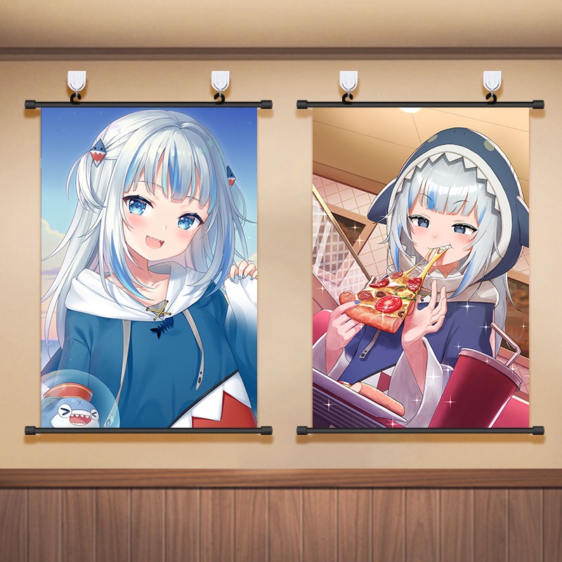 Hololive VTuber Gawr Gura Cute Poster Fabric Wall Scroll Home Decor ...