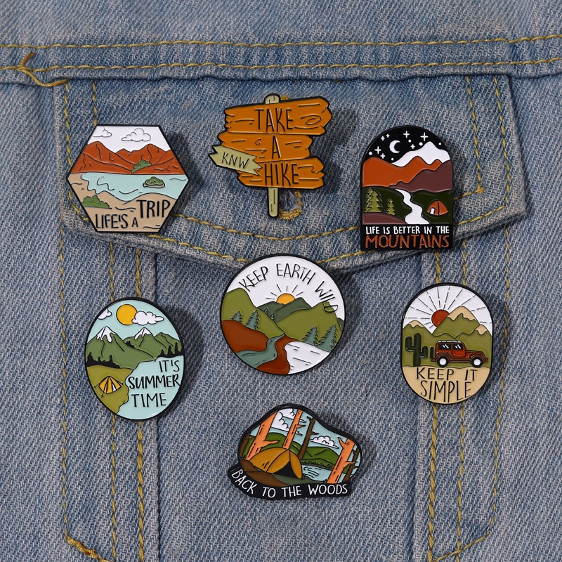 Outdoor Camping Lapel Pin Landscape Backpack Badge Gifts for Friends ...