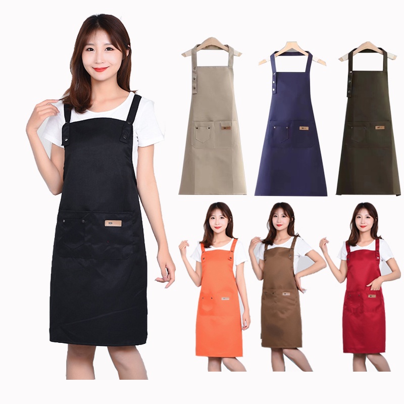 【In Stock】Canvas Waterproof Apron Coffee Shop Barber Working Bib ...
