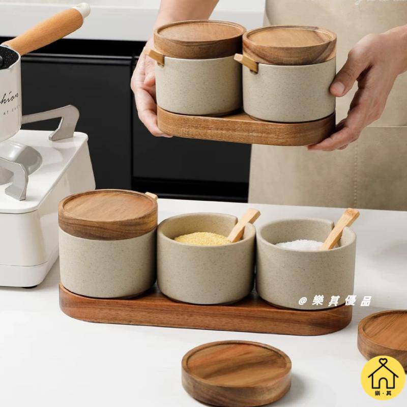 【LUCKY】Ceramic Seasoning Jar Retro Japanese Style Clay Pottery Kitchen ...