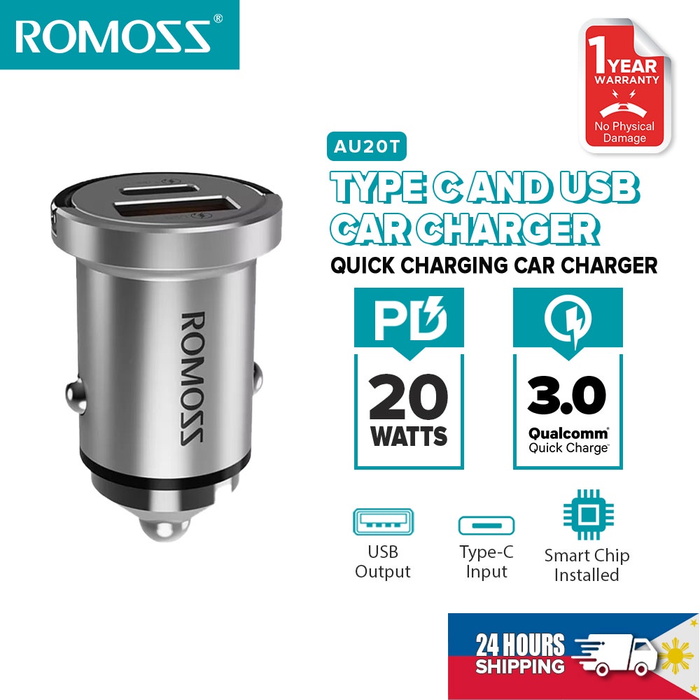 Romoss AU20T 20 Watts Dual Output Type C and USB Output Fast Charging ...