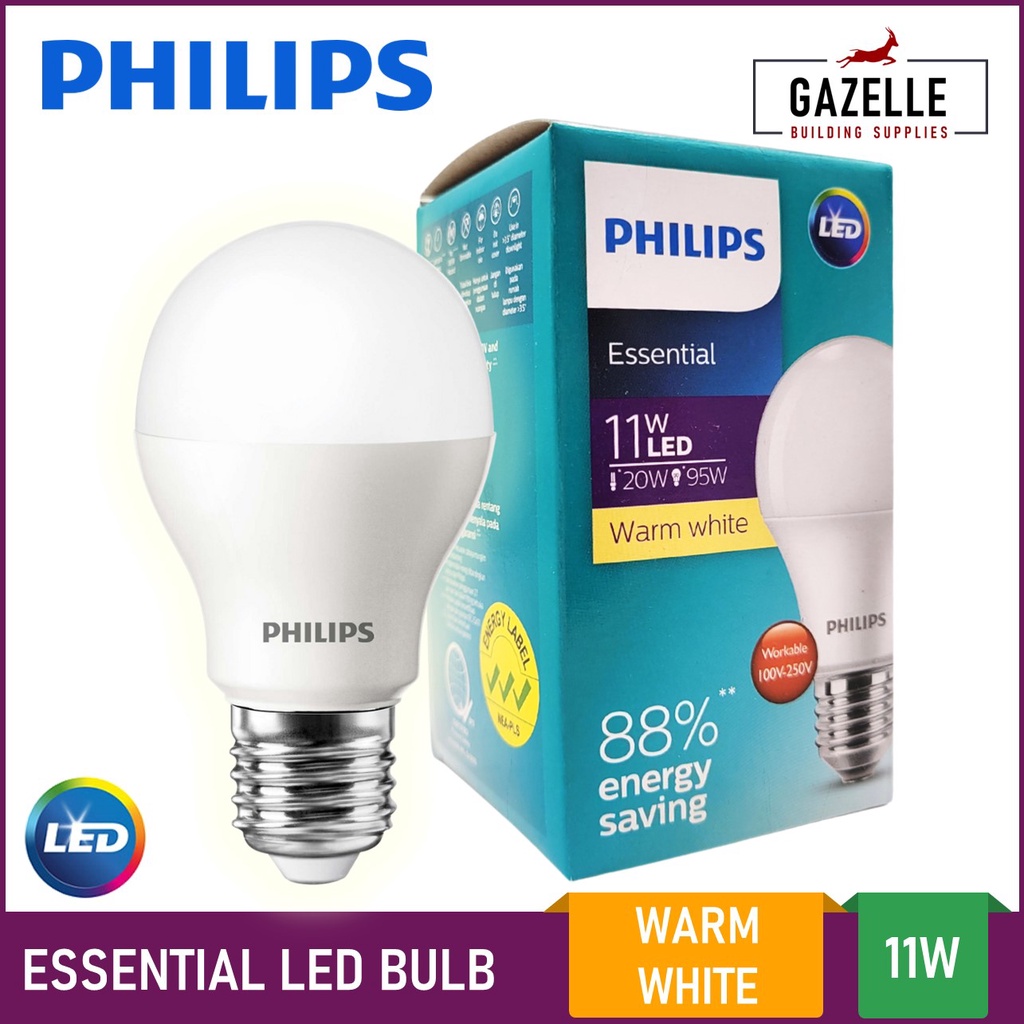 Philips Essential LED A60 Light Bulb Cool Daylight / Warm White - 11 ...