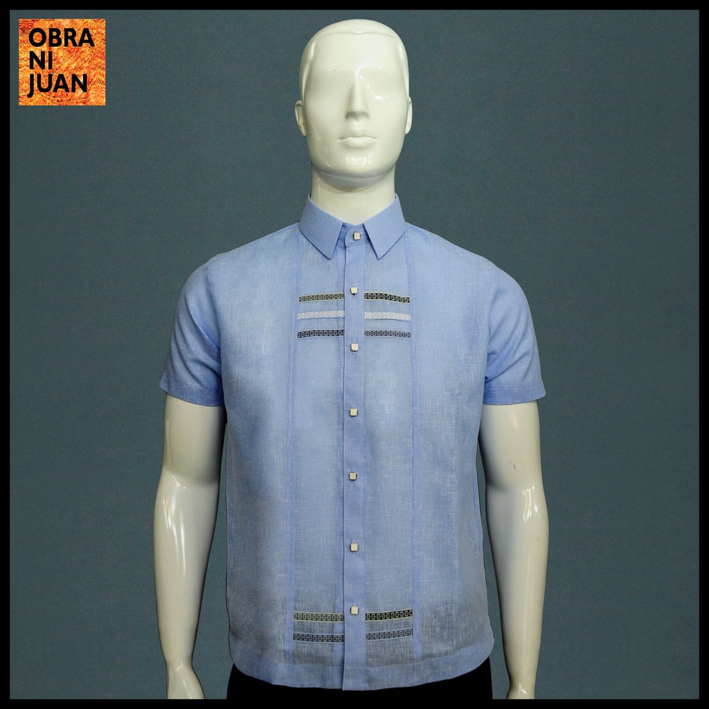 Obra ni Juan Slim jack (Semi Slim Fit) Polo Barong With Print -Blue ...