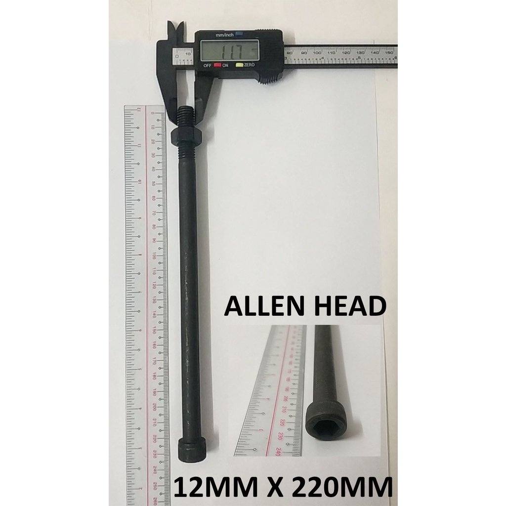 HT ALLEN BOLT 12MM X 220MM WITH 1 PIECE NUT HI TENSILE ...