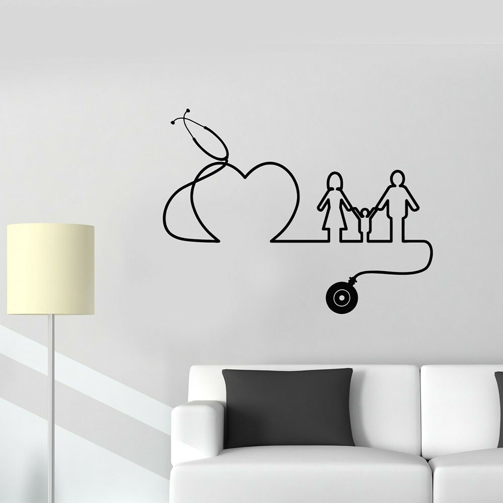 Family Kids Healthcare Care Wall Decal Healthy Heartbeat Door Window ...