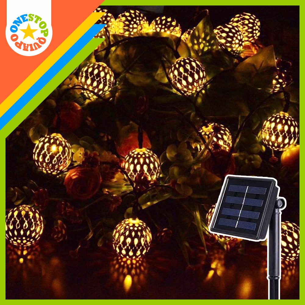 OSQ 20LED Solar Powered Moroccan Ball String Light Solar Christmas ...