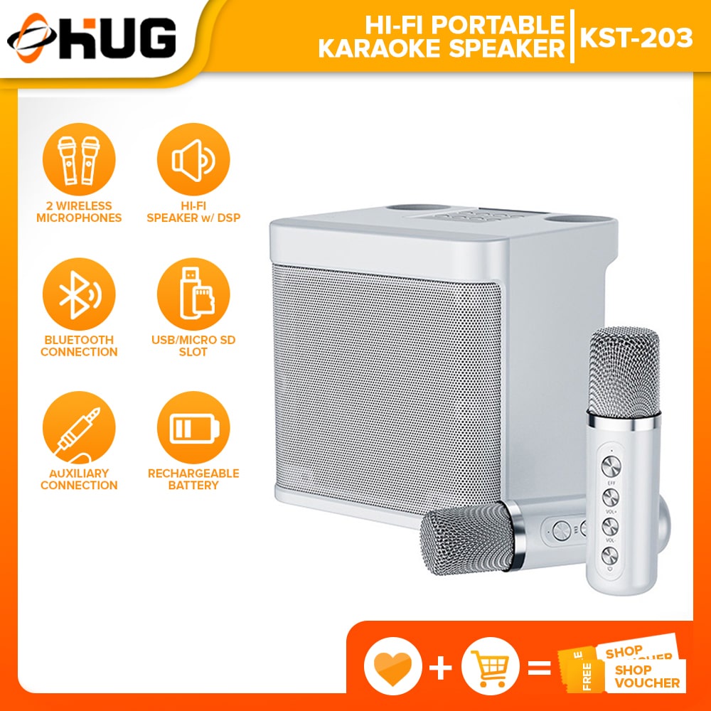 Portable Karaoke Dual Microphone Bluetooth Professional Hi-Fi Speaker ...