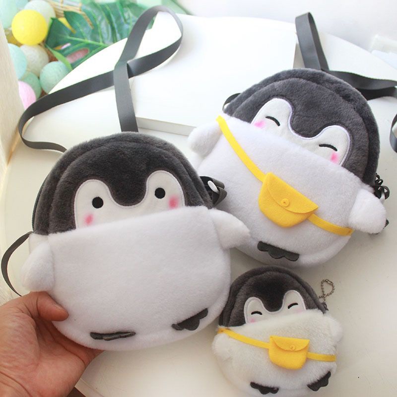 Penguin Messenger Bag Cute Doll ins Girl Heart Plush Japanese Coin ...
