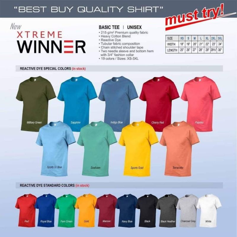 Winner Extreme Roundneck Assorted color | Shopee Philippines