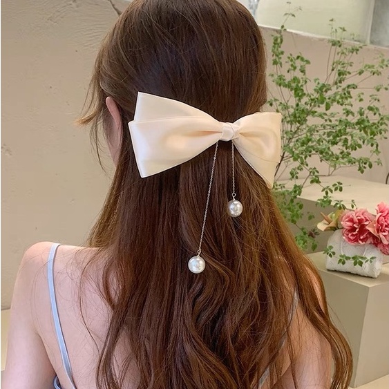EMS Korean Big Bow Hair Cord Hairpin cute style Female Hair Pin Spring ...