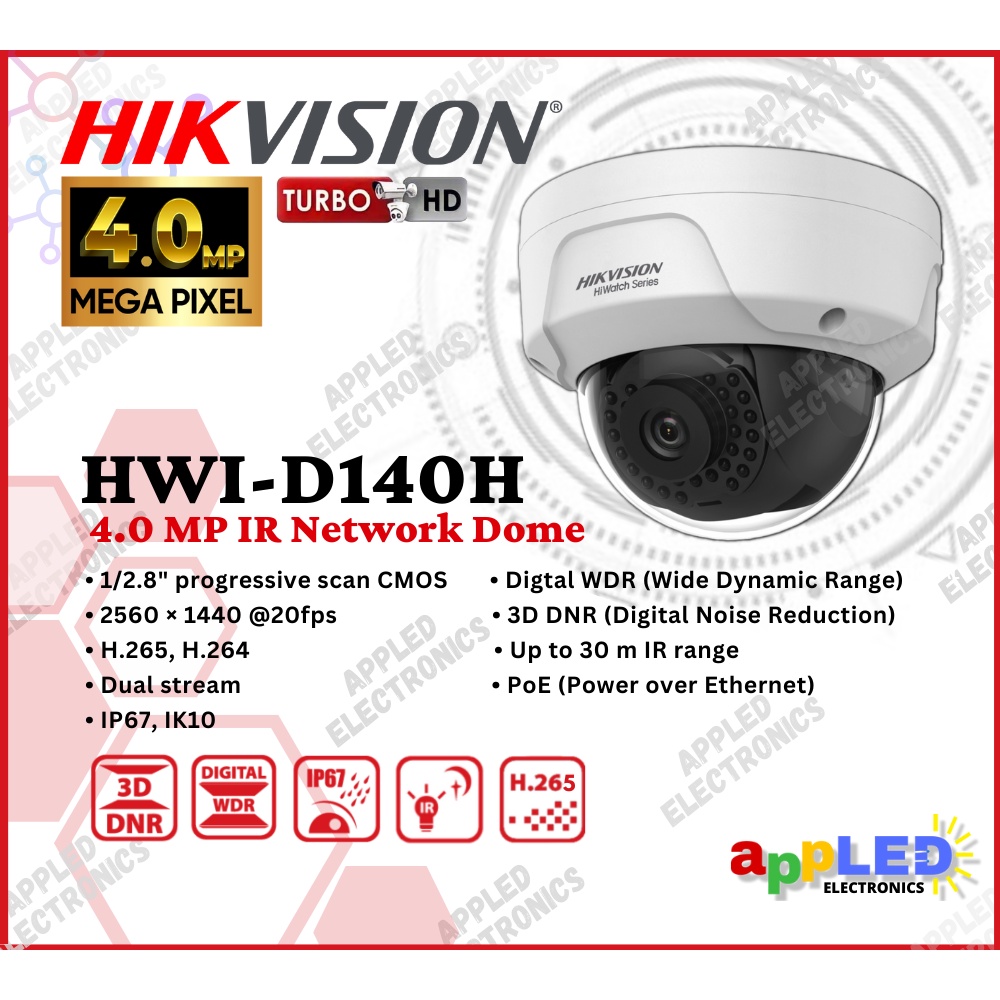 Hikvision HWI-D140H 4MP Hiwatch Series Dome IP PoE Network Infrared ...
