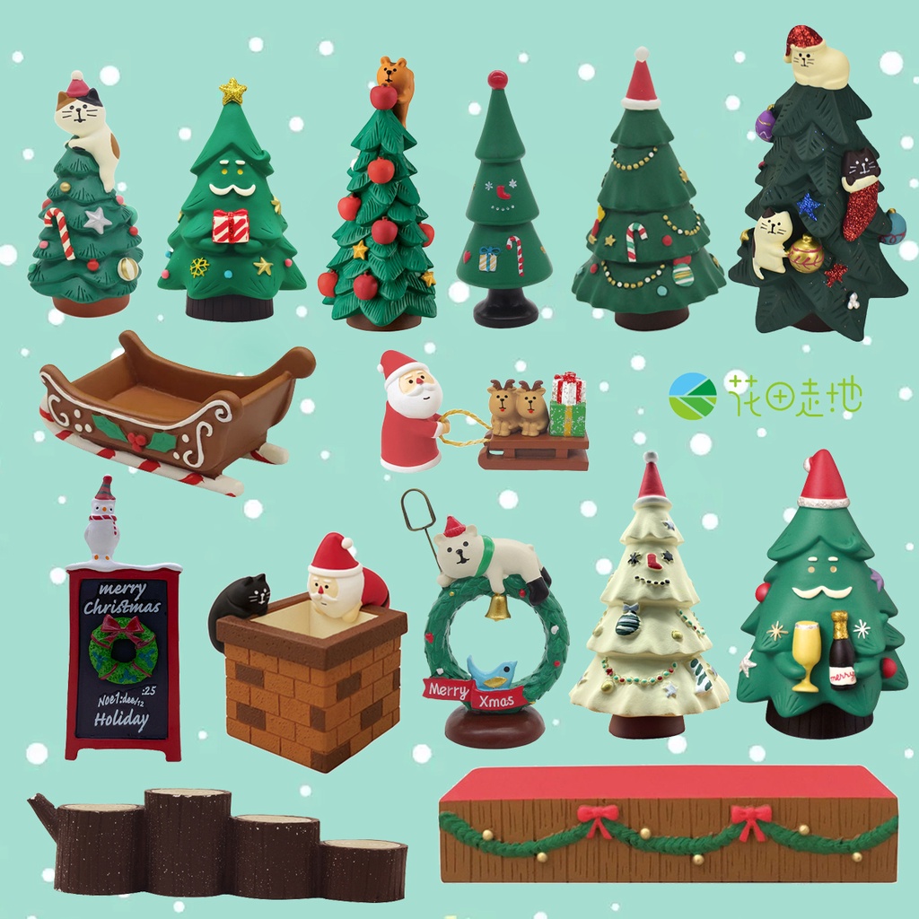Melody Zakka Decole Christmas Tree Series Japanese Ornaments Sleigh Santa Claus Scene Cat DIY Ah ...
